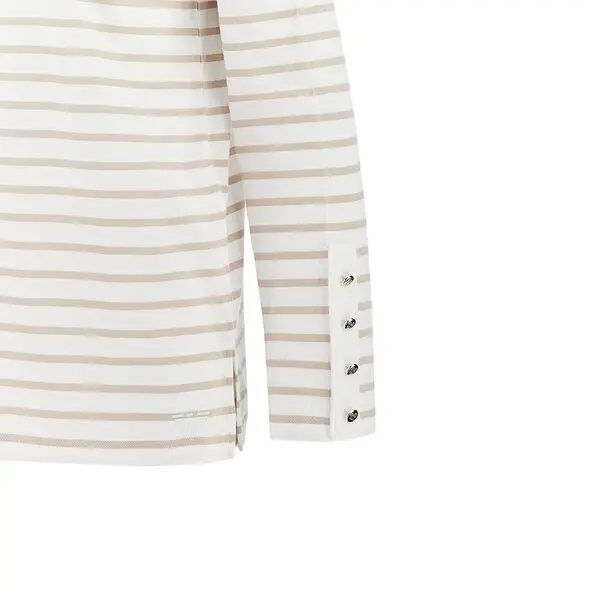 Emporio Armani Striped Cotton And Modal Blend Long Sleeve T-shirt With Logo Buttons