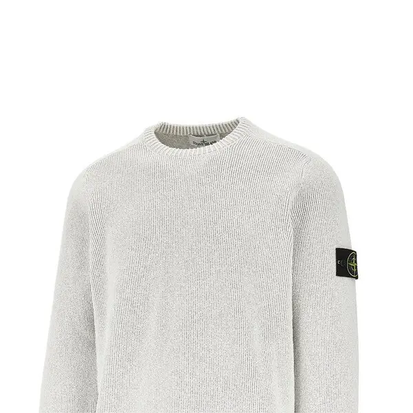 Stone Island Ribbed Bouclé Knit Crewneck Sweater - Grey
