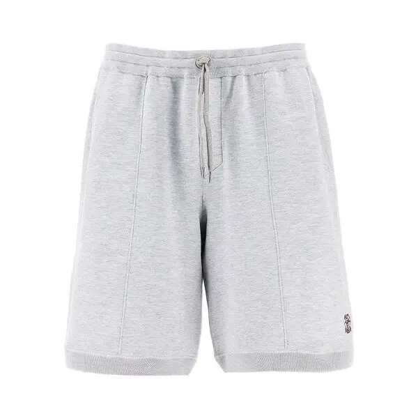 Brunello Cucinelli Cotton And Silk Blend Shorts With Logo Embroidery