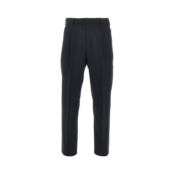 PT TORINO Super 130's Wool Union Fit Tapered Pleated Trousers - Blue
