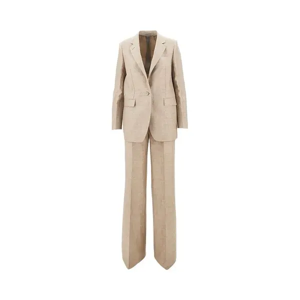 Tagliatore Adrianne' Linen-blend Tailored Suit - Beige