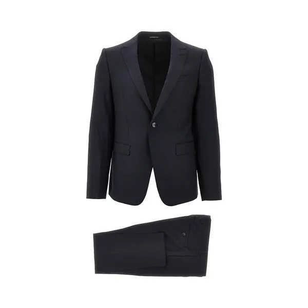 Emporio Armani Jacquard Wool And Silk David Line Suit - Blue