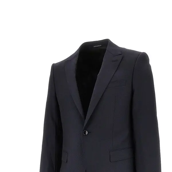 Emporio Armani Jacquard Wool And Silk David Line Suit - Blue