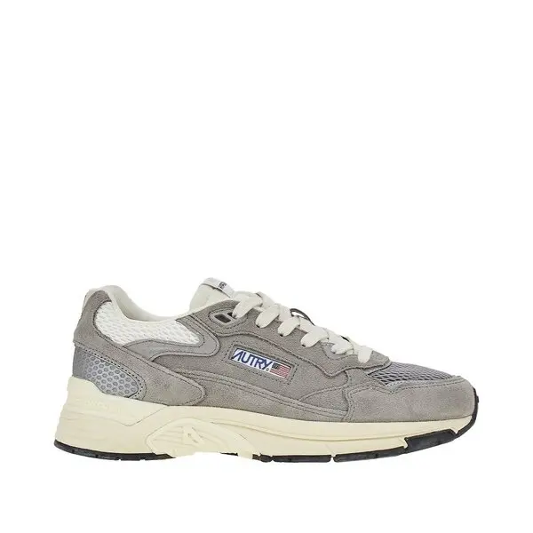 AUTRY Hyperway Suede Leather And Mesh Lace-up Sneakers - Grey