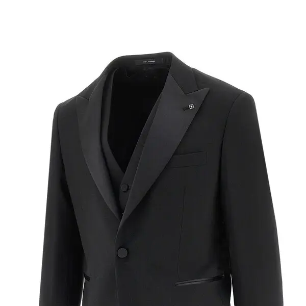 Tagliatore Super 120's Wool Tuxedo Suit - Black