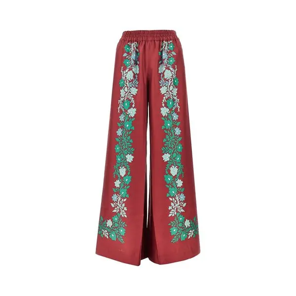 La DoubleJ Printed Silk Twill Palazzo Pants