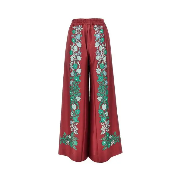 La DoubleJ Printed Silk Twill Palazzo Pants