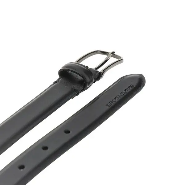 Emporio Armani Slim Leather Belt With Ruthenium Buckle