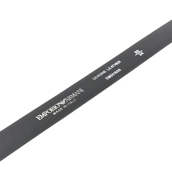 Emporio Armani Slim Leather Belt With Ruthenium Buckle
