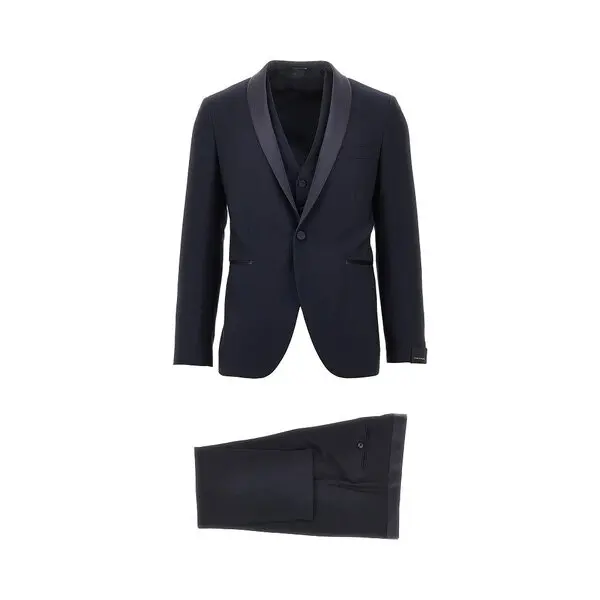 Tagliatore Super 120's Wool Tuxedo Suit - Blue