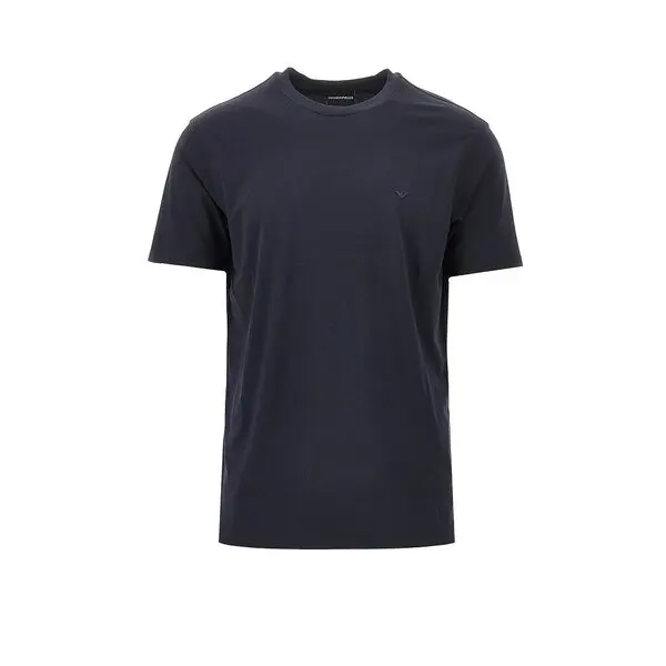 Emporio Armani Eagle Embroidery Modal-blend T-hirt - Blue
