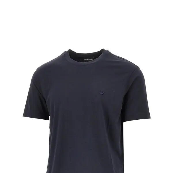 Emporio Armani Eagle Embroidery Modal-blend T-hirt - Blue