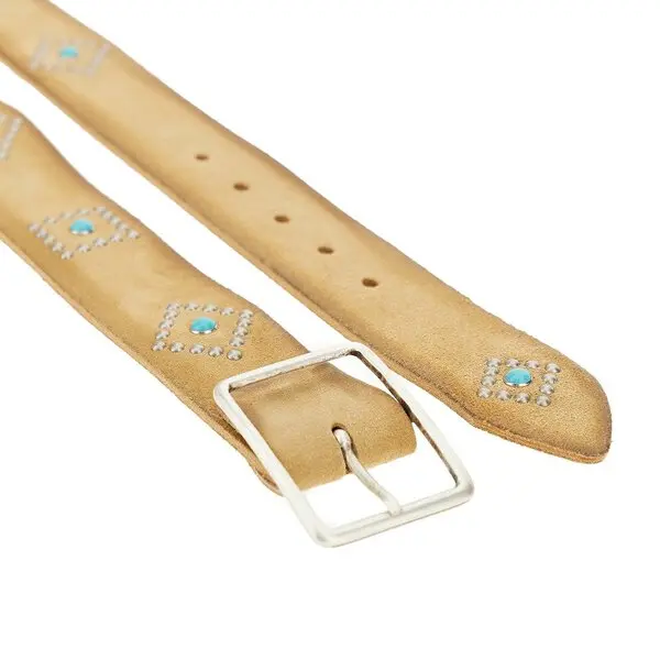 GIANNIFRANCO BELTS Suede Leather Belt With Studs And Stones