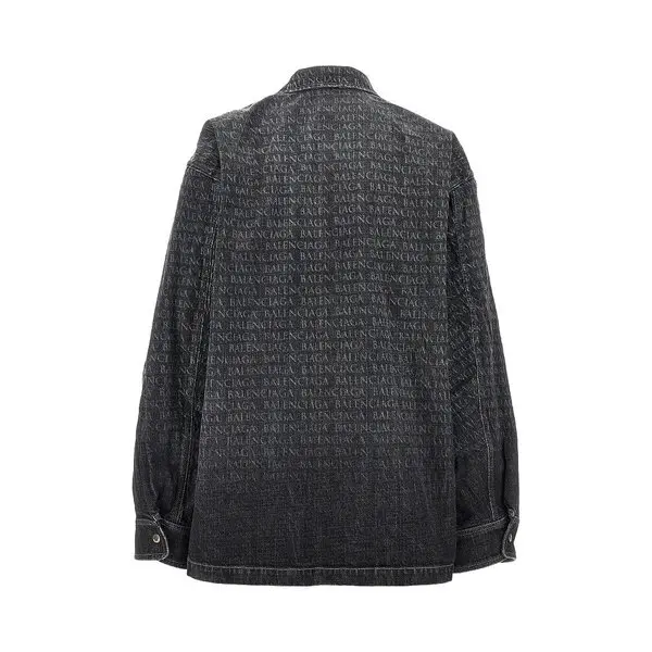 Balenciaga Logo Print Denim Overhirt