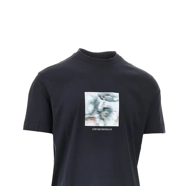 Emporio Armani Printed And Embroidered Lyocell-blend T-hirt