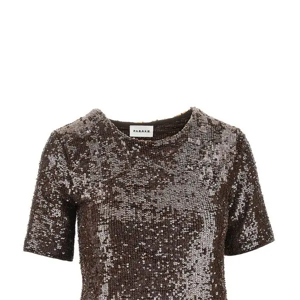 P.a.r.o.s.h Sequin Embroidered Tulle Top