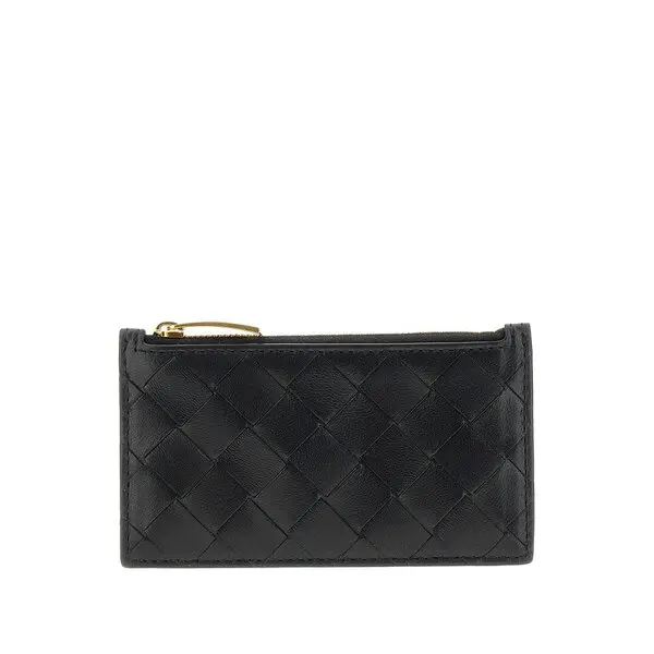 Bottega Veneta Intrecciato Nappa Leather Cardholder Pouch - Black