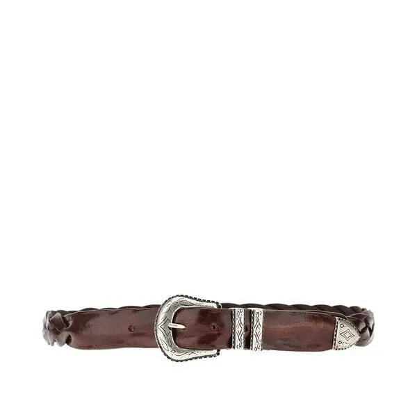 GIANNIFRANCO BELTS Braided Shiny Leather Belt - Brown