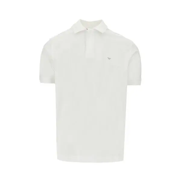 Emporio Armani Travel Eential Lyocell And Cotton Polo - White