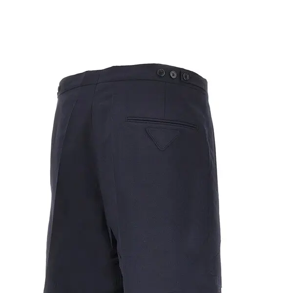 Prada Creased Effect Light Mohair Shorts - Blue