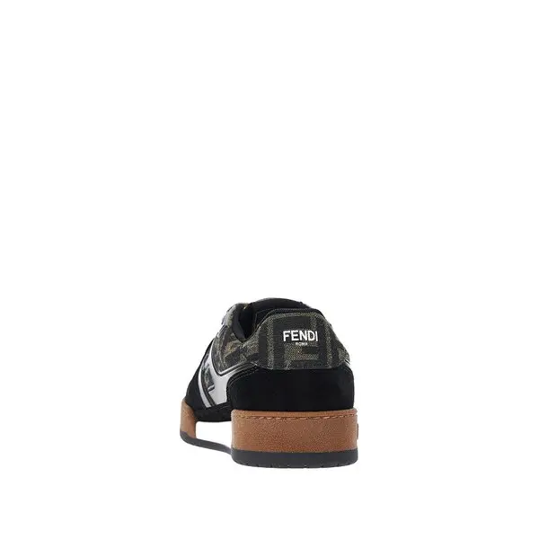 Fendi Jacquard Ff And Leather Match Sneakers - Black