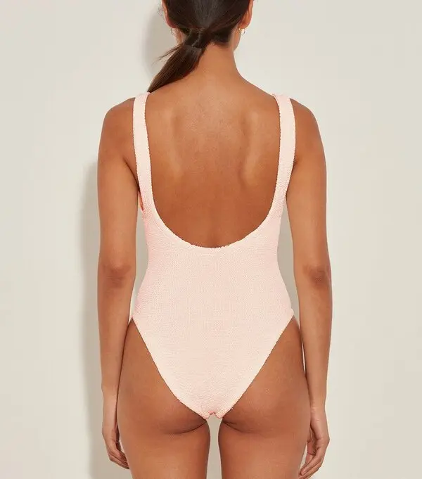 Hunza G Domino Crinkled One-piece Swimsuit With Ring Details - Pink