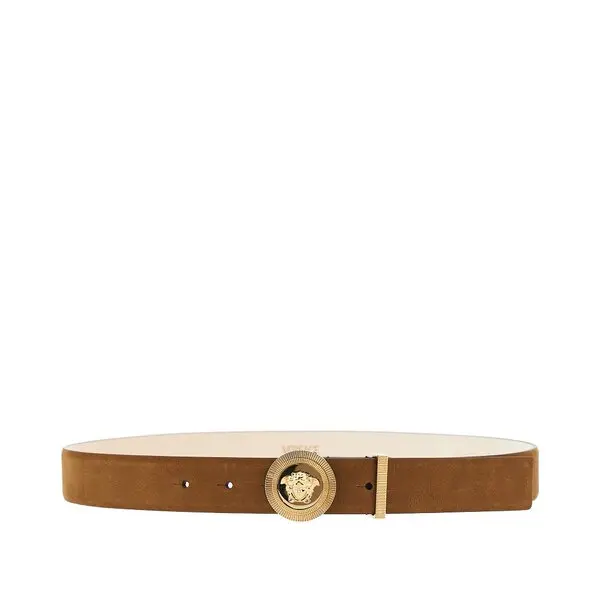 Versace Medusa Biggie Nabuck Leather Belt - Brown