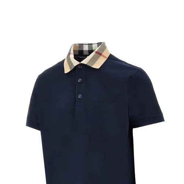 Burberry Piquet Polo Shirt With Check Collar An