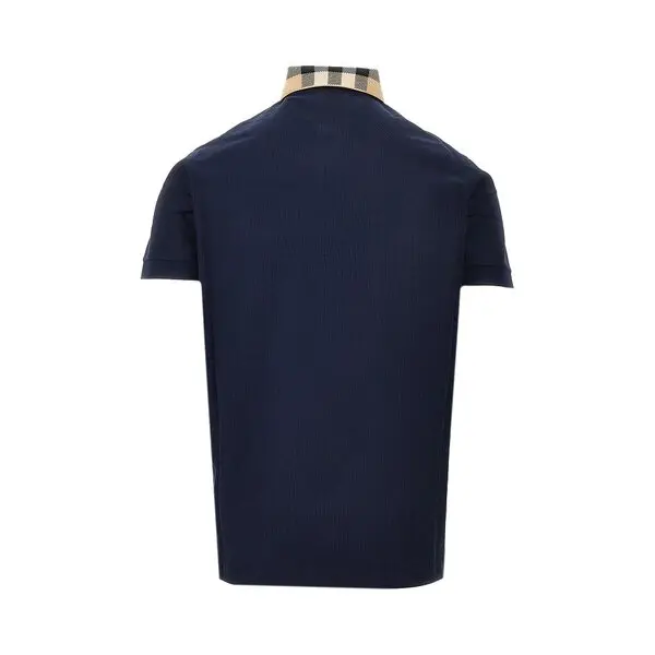 Burberry Piquet Polo Shirt With Check Collar An