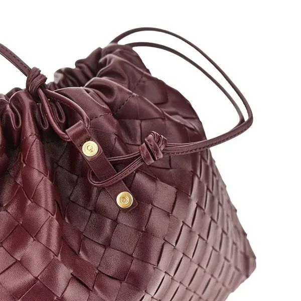 Bottega Veneta Woven Leather Drawstring Bag - Red