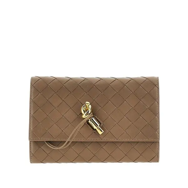 Bottega Veneta Intrecciato Nappa Leather Andiamo Pouch - Brown
