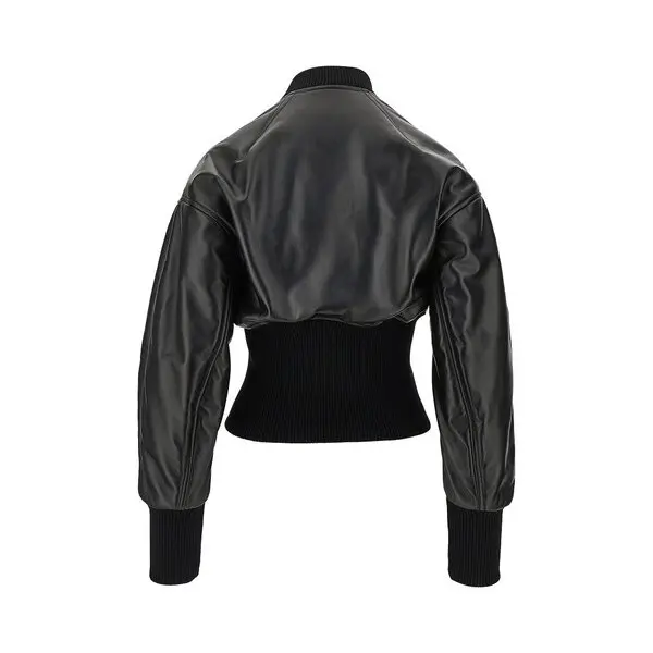 Alaïa Leather Cinched Bomber Jacket