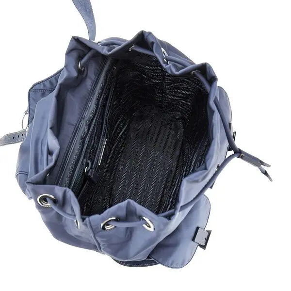 Prada Small Re-nylon Backpack With Saffiano Leather Details - Blue