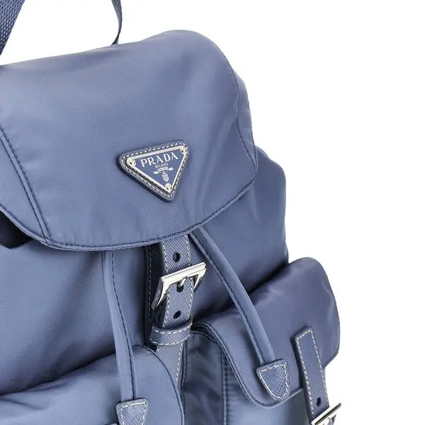 Prada Small Re-nylon Backpack With Saffiano Leather Details - Blue