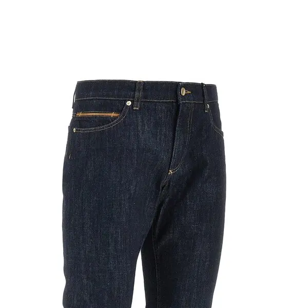 Dolce & Gabbana Regular Fit Jeans With Leather Details