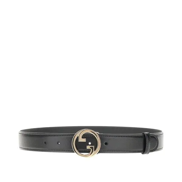 Gucci Interlocking Gg Buckle Leather Belt - Black