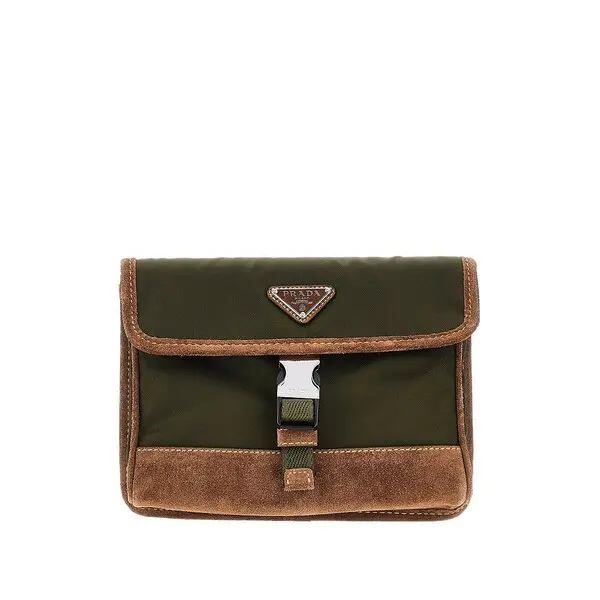 Prada Re-nylon And Leather Smartphone Pouch - Green