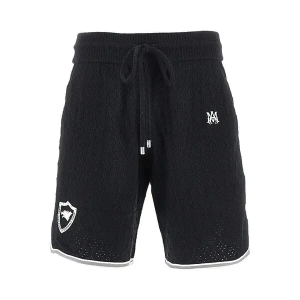Amiri Knitted Shorts With Crest And Logo Embroidery
