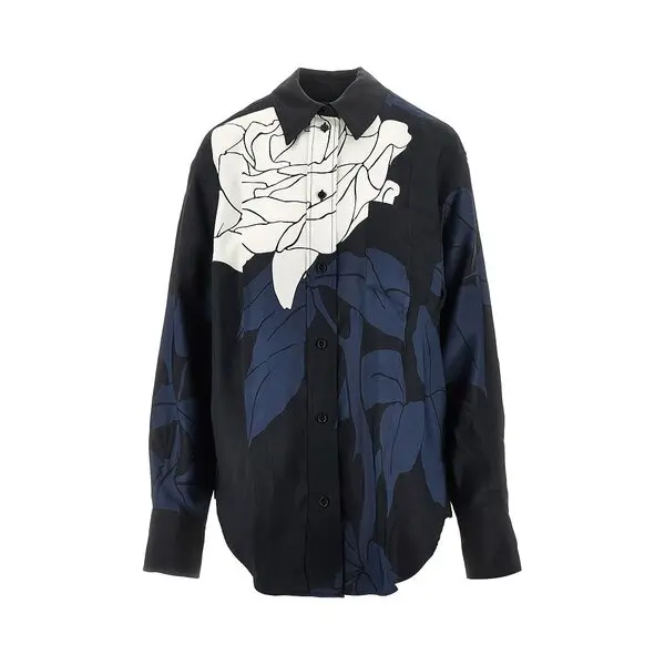 Victoria Beckham Floral Viscose Twill Pyjama Shirt - Blue