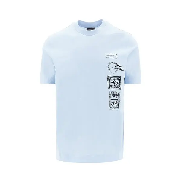 Emporio Armani Printed And Embroidered T-shirt