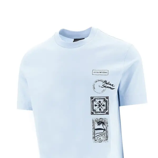 Emporio Armani Printed And Embroidered T-shirt
