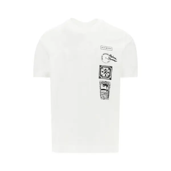 Emporio Armani Printed And Embroidered T-hirt - White