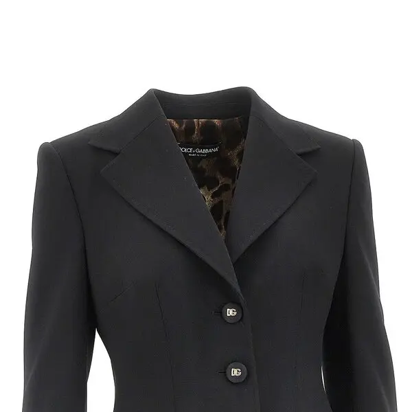 Dolce & Gabbana Slim Fit Gabardine Single-breasted Jacket With Dg Buttons - Black