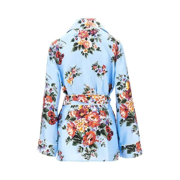 Dolce & Gabbana Floral Print Silk Vanity Shirt - Blue