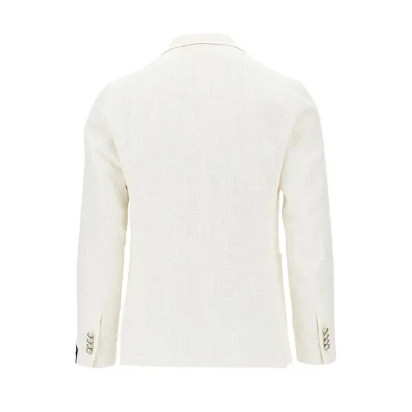 Tagliatore Canvas Double-breasted Jacket With Notched Lapel