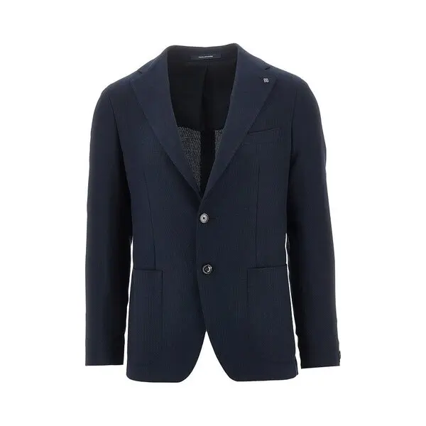 Tagliatore Cotton And Wool Blend Canvas Single-breasted Jacket - Blue