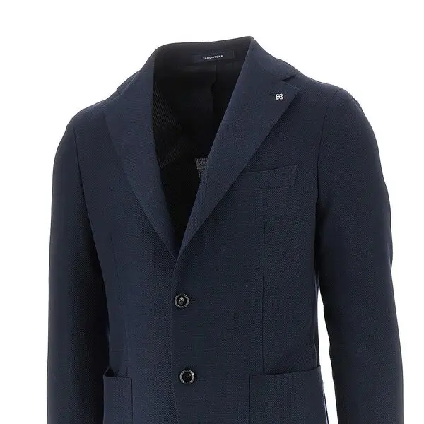 Tagliatore Cotton And Wool Blend Canvas Single-breasted Jacket - Blue