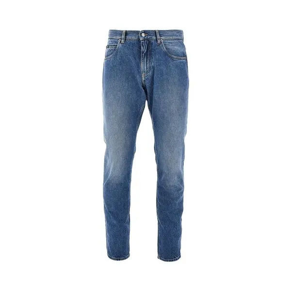 Dolce & Gabbana Regular Fit Jeans With Crest Embroidery