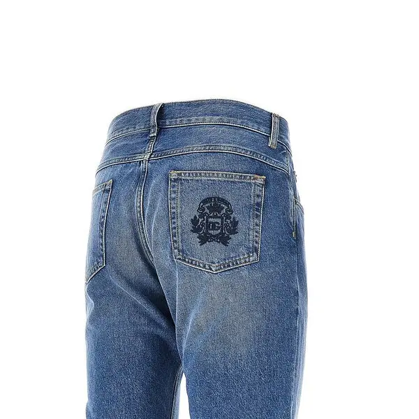 Dolce & Gabbana Regular Fit Jeans With Crest Embroidery
