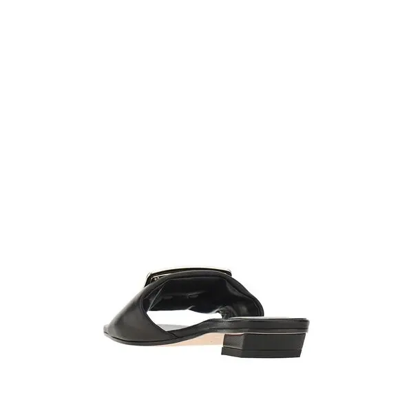 ROGER VIVIER Viv'choc Buckle Nappa Leather Slides - Black
